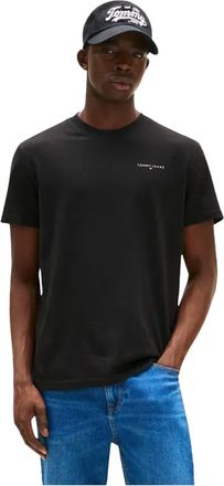 Tommy Jeans Herren T-Shirt Kurzarm Linear Chest Tee Slim Fit, Schwarz (Black), XXL