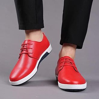 Generic Chaussures Oxfords pour Hommes Confortables, Derby Mens Shoes, en Cuir de Couleur Unie Respirantes et Confortables de Style d&eacute;t&eacute; (Red 44)