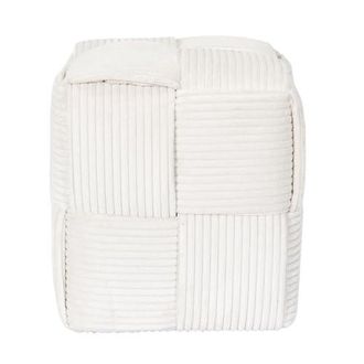 The Home Deco Factory HD0538, Beige gewebter Gerippter Hocker, Elegantes und Komfortables Design, ideal für Wohn- oder Schlafzimmer, vielseitig als Sitz oder Fußstütze, Maß