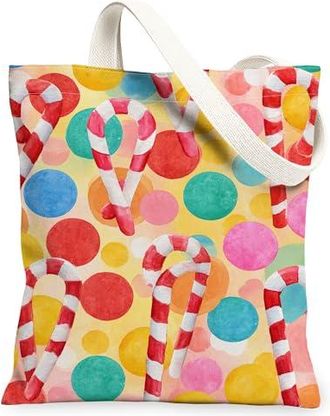 Generic Sacs fourre-tout en toile de canne &agrave; sucre dorge, sacs de courses r&eacute;utilisables, amusants, l&eacute;gers et lavables avec bandouli&egrave;re pour salle de sport, ex