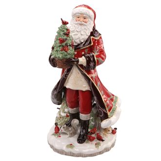 GOEBEL Fitz & Floyd Christmas Collection Santa mit Baum Rot - Figur