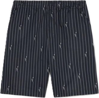 Lacoste Homme, Shorts, Bleu, Taille: XL Crocodile Print Stripe Cotton Shorts