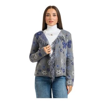 Alessia Santi Femme, Pulls, Gris, Taille: 38 FR Cardigan ras du cou