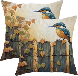 Generic Herbstvogel Kissenbez&uuml;ge Quadratische Dekokissenbezug Atmungsaktiv Dekokissen F&uuml;r Bett Schlafzimmer Sofa 45X45Cm 2Er Set