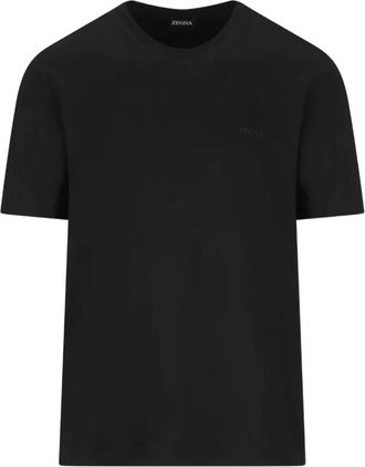 Ermenegildo Zegna Homme, Tops, Noir, Taille: 3XL T-shirt en jersey de coton