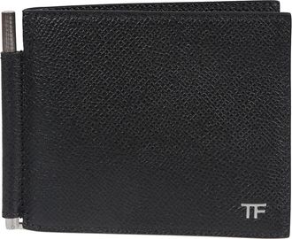 Tom Ford Homme, Accessoires, Noir, Taille: ONE Size Portefeuille Fin avec Pince &agrave; Billets