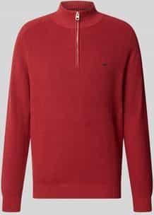 Fynch-Hatton Regular Fit Strickpullover aus reiner Baumwolle mit Troyer-Kragen