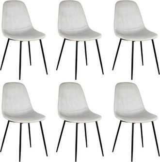 Altobuy Altobuy - alessia - Lot de 6 Chaises Velours Côtelé Gris Clair