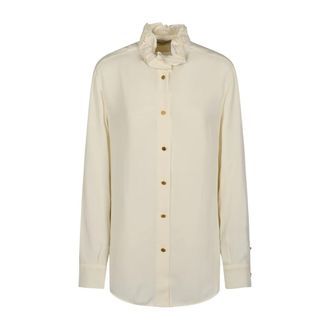 Alberta Ferretti Blouse en georgette fluide - Femme - Blouses et Chemises - Blanc - Taille: 38 FR