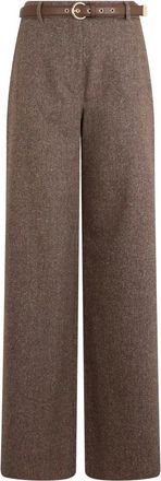 Max Mara Femme, Pantalons, Brun, Taille: 42 FR Pantalon ample taille haute