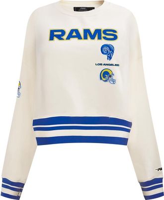 Pro Standard Womens NFL Los Angeles Rams Retro Classics Crewneck Sweatshirt Eggshell/Royalblau Blau L