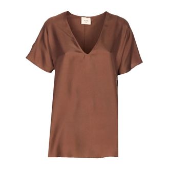 Alysi Femme, Blouses et Chemises, Brun, Taille: 38 FR Blusa Twill Enzimato Regular