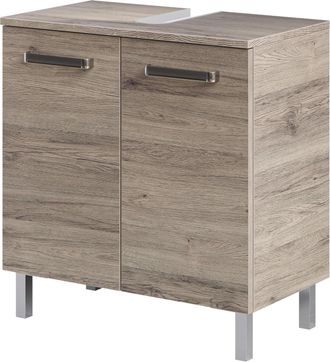 PELIPAL Waschbeckenunterschrank Quickset 313 in Sanremo Eiche Terra quer Nachbildung, 60 cm breit | Waschbeckenschrank ohne Waschbecken mit 2 Türen