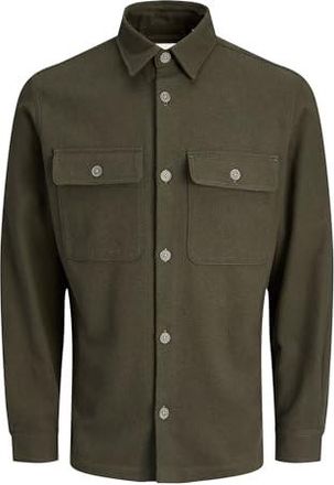 Jack & Jones Jprrayle Melange Solid L/S Overshirt Sn, Tourbe, Medium Homme