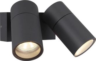 Globo Lighting Wandlampe Wandleuchte Aluminium Gartenleuchte 2 flammig verstellbar, Aluminium anthrazit, 2x GU10 Fassungen, BxH 15x11,8 cm