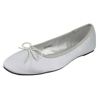 Spot On Ballerines en satin pour femme - Argent satin&eacute; - Taille 38 - Taille US 7, Argent&eacute;., 38 EU