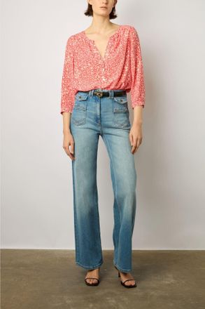 Gerard Darel Blouse fluide &agrave; fleurs - ANTELONA - Corail