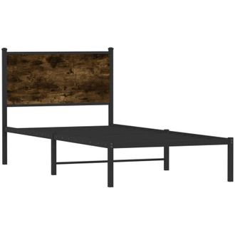 vidaXL Cadre de lit en m&eacute;tal sans matelas ch&ecirc;ne fum&eacute; 75x190 cm Vidaxl