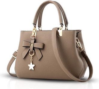 Nicole & Doris Nicole&Doris Femme Sac à Main Sac à bandoulière Bowknot Sacs fourre-Tout Imperméable Sac en Cuir PU Sac Messager Sacs portés épaule Marron
