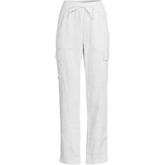 Lands End Leinen-Cargohose mit Dehnbund, Damen, Größe:38 regular, Weiß, Leinen, by Lands End