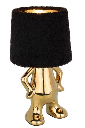 Novel Tischleuchte, Schwarz, Gold, Textil, Keramik, zylindrisch,zylindrisch, 28 cm, RoHS, CE, Schnurschalter, Lampen & Leuchten, Innenbeleuchtung, Tischlamp