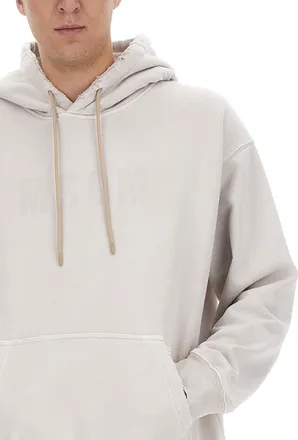 Msgm Cotton Hoodie - Beige