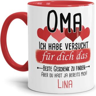 Tassendruck Geschenk Tasse mit Spruch PERSONALISIERT - Bestes Geschenk f&uuml;r Oma von Enkelkind - Kaffee-Tasse/Geschenkidee Geburtstag Muttertag/Muttertagsgeschenk -