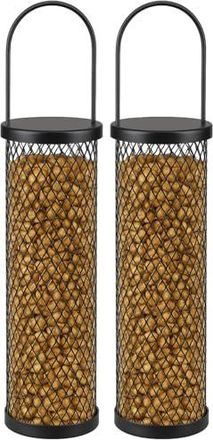 Flamingo Vogelfutterspender - Elon Schwarz - 28,5 cm - F&uuml;r Erdn&uuml;sse - Feinmaschiges Drahtgeflecht - Abnehmbarer Deckel - Flamingo (Packung mit 2)