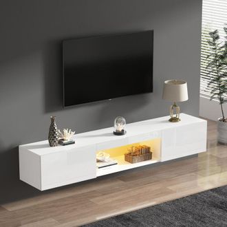 Concept Usine Concept Usine - Support tv mural blanc 1603122cm, capacité de charge 30kg, avec éclairage led, contrôle app Bluetooth, utilisé pour stocker et