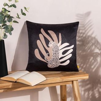 furn. Aurora Kissen mit Leopardenmuster, gerippt, mit Federn, gefüllt