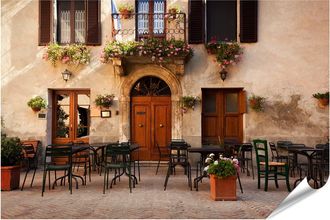 Islandburner XXL Bild Poster Retro Romantisches Restaurant Cafe Kleine Italienische Stadt Vintage Italien Out Premium Bilder Fotodruck