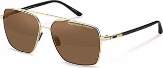 Porsche Design Goldene Sonnenbrille aus Titan mit braunen polarisierten Gl&auml;sern - - Accessories - unisex - Gelb - 61 MM