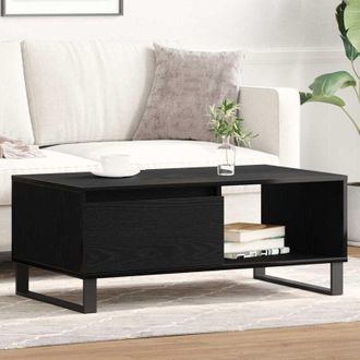 vidaXL Table Basse Ch&ecirc;ne noir 90 x 50 x 36,5 cm Bois ding&eacute;nierie Vidaxl