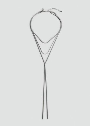 Mango Collier cascade bi-mati&egrave;re argent - Femme - Taille unique - MANGO