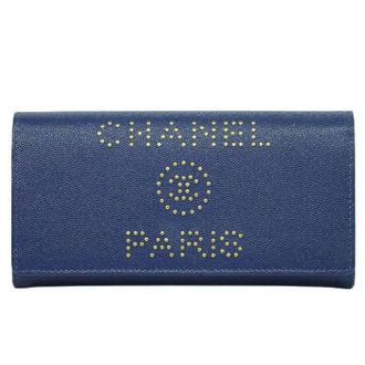 Chanel Portefeuille en cuir Pre-owned - Femme - Pre-owned - Bleu - Taille: ONE Size