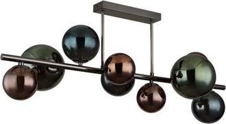 Globo Lighting Led Deckenleuchte 9 Flammig Deckenlampe Glaskugeln Esszimmerleuchte Kugeln, bronze petrol grün, 9x 3,5W 350Lm warmweiß, LxBxH 87x30x38 cm