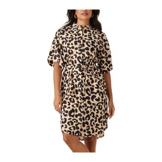 Another Label Denice Animal Kleid S/S - - Dresses - Damen - Mehrfarbig - S