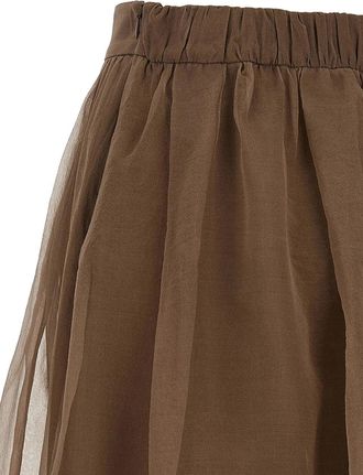 Brunello Cucinelli Layered Pleated Skirt - Brown
