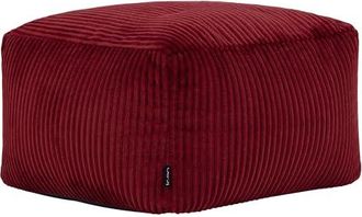 Icon Brand Amara Hocker, Burgund, Flauschiger Cord Stoff, Sitzsack Cord, Sitzpuff Hocker mit F&uuml;llung, Fu&szlig;hocker f&uuml;r das Wohnzimmer, Deko Wohnzimmer