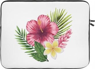 Fabulous Housse Ordinateur Portable N&eacute;opr&egrave;ne - Flore Hawaii Fleurs Tropical Exotique Jungle Mer Surf - Pochette de Protection &Eacute;paisse et Anti-Chocs Pour PC et 