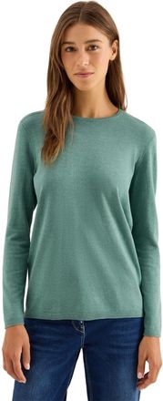 Cecil Damen 3015619 Basic Pullover, Jewel Green Melange, XXL