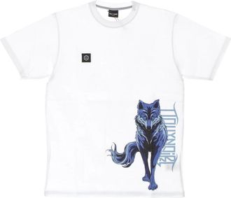 Dolly Noire Wolf Tee Wei&szlig; Kurzarm T-Shirt - - Tops - Herren - Wei&szlig; - XL