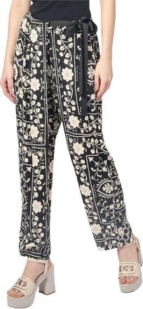 Manila Grace Femme, Pantalons, Noir, Taille: 36 FR Pantalon noir Mom-Fit en popeline