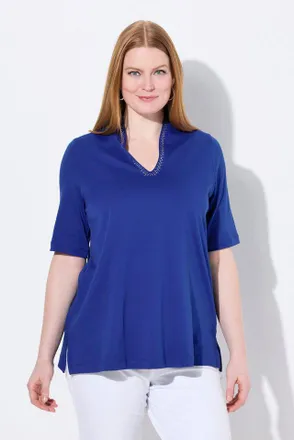 Ulla Popken T-Shirt Shirt A-Linie Kelchkragen Halbarm Pima Cotton