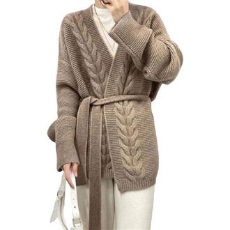 Generic Cardigan dhiver 100 % cachemire pour femme, Camel, M