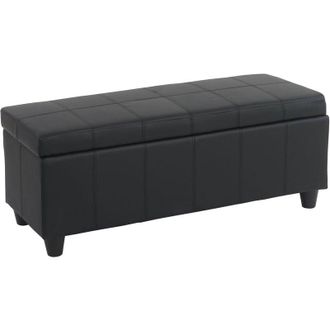 Hhg [NEUWERTIG] Aufbewahrungs-Truhe Kriens, Sitzbank Bank, Kunstleder, 45x114x45cm schwarz matt