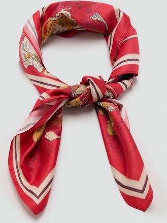 Mango Satiniertes Halstuch mit Blumenprint rot - Damen - Einheitsgröße - MANGO