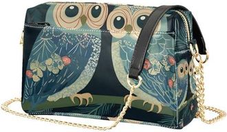 Mnsruu Sacs à bandoulière en cuir pour femme, deux hiboux floraux