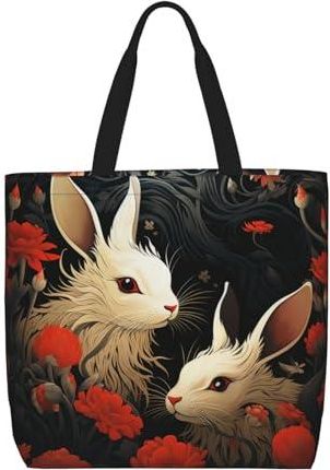Generic Lapin Qui Sort La T&ecirc;te Sac Cabas L&eacute;ger Sacs Grand Sac Fourre-Tout Pour Plage Gym Voyage
