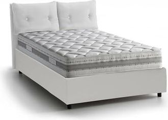 Talamo Italia Rita Doppelbett, Bettkasten mit Stoffbezug, 100 % Made in Italy, &Ouml;ffnung vorne, inklusive Matratze 160 x 190 cm, Wei&szlig;